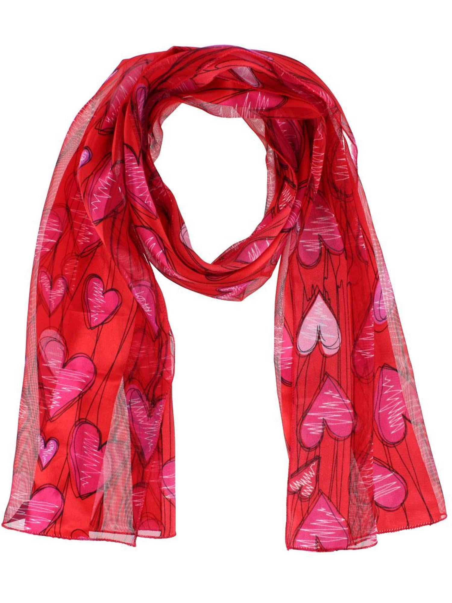 CTM Valentine's Day Hearts & Stripes Lightweight Print Scarf (Women ...