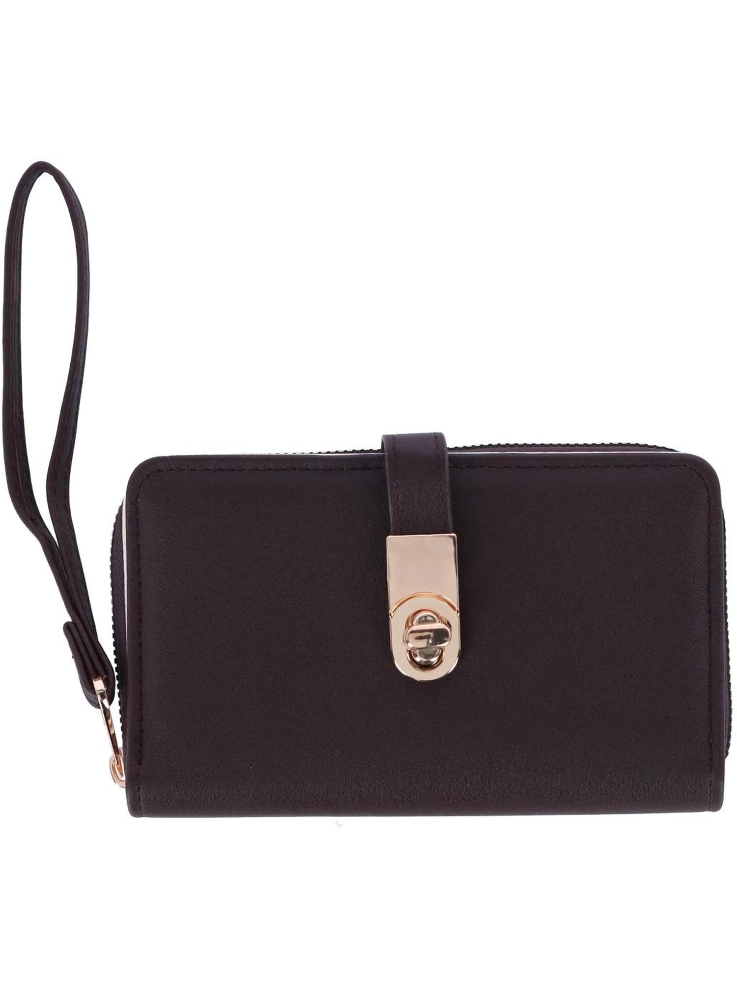 CTM Vegan Leather Twist Lock Flap Wallet Wristlet (Women) - Walmart.com