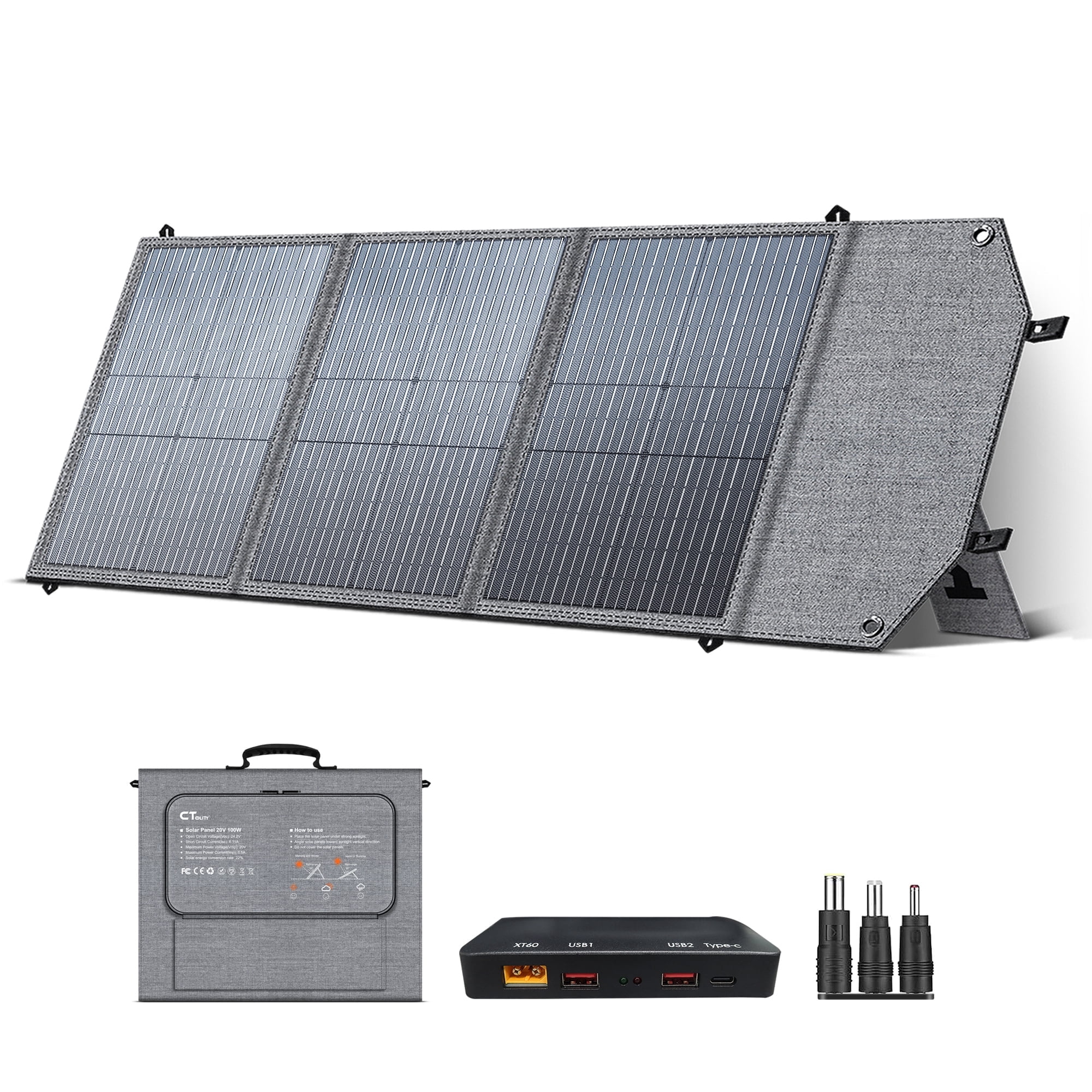 CTOLITY 100W Portable Solar Panel for Power Station Generator,EFTE 23.7 ...