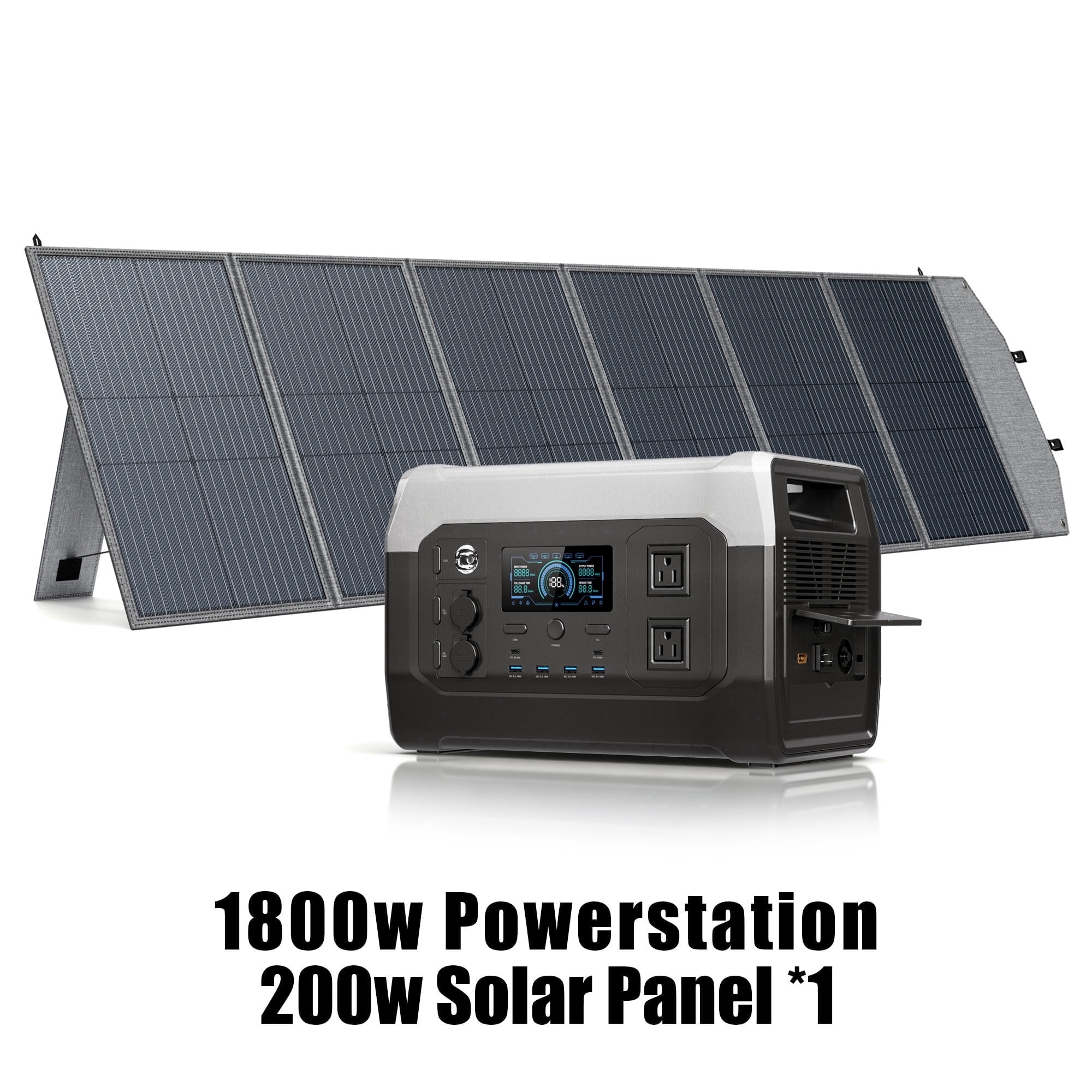 CTOLITY 1800W Portable Power Station with 200W Foldable Solar Panel ...