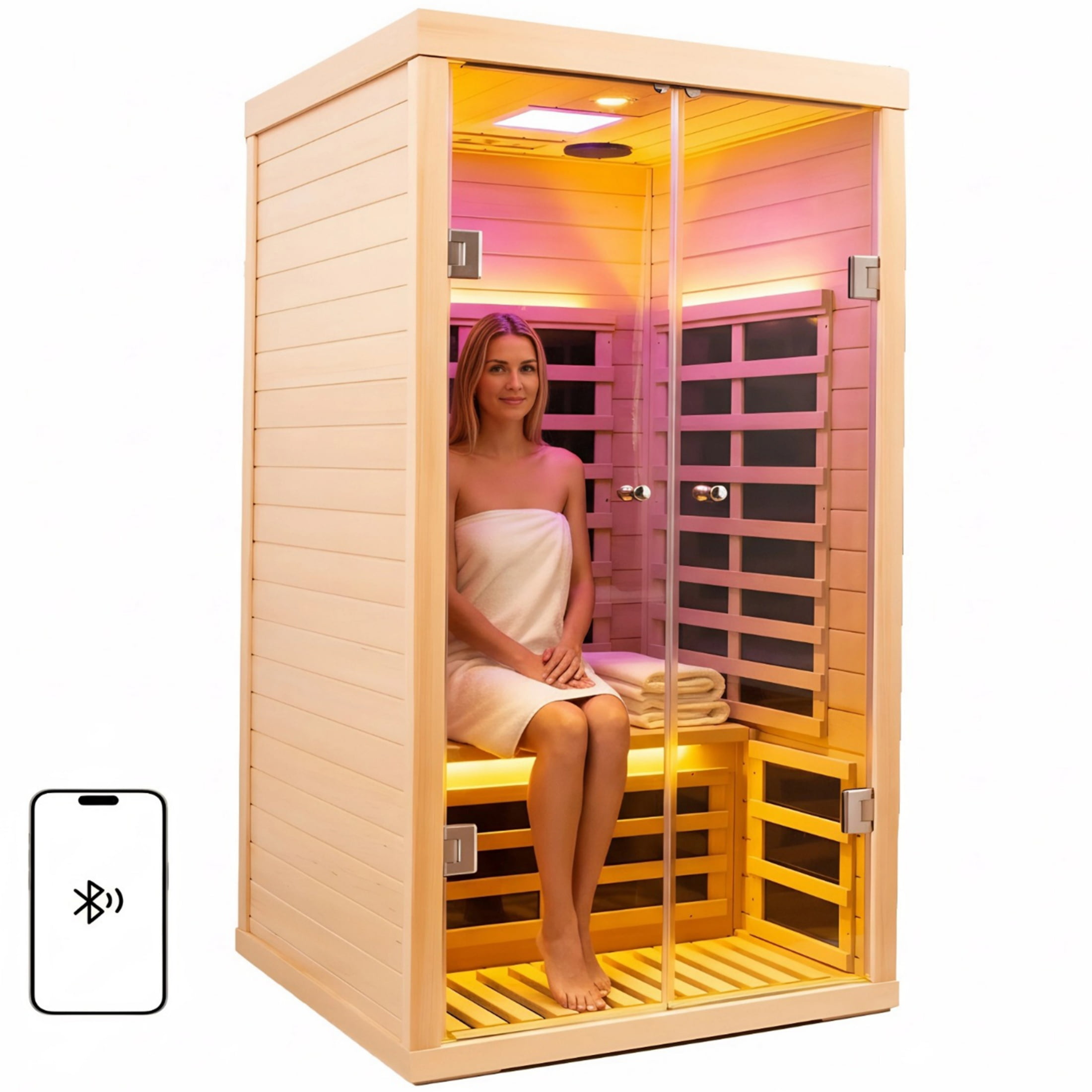 CTOSPOATO 1 Person Infrared Sauna for Home Deluxe Transparent Large ...