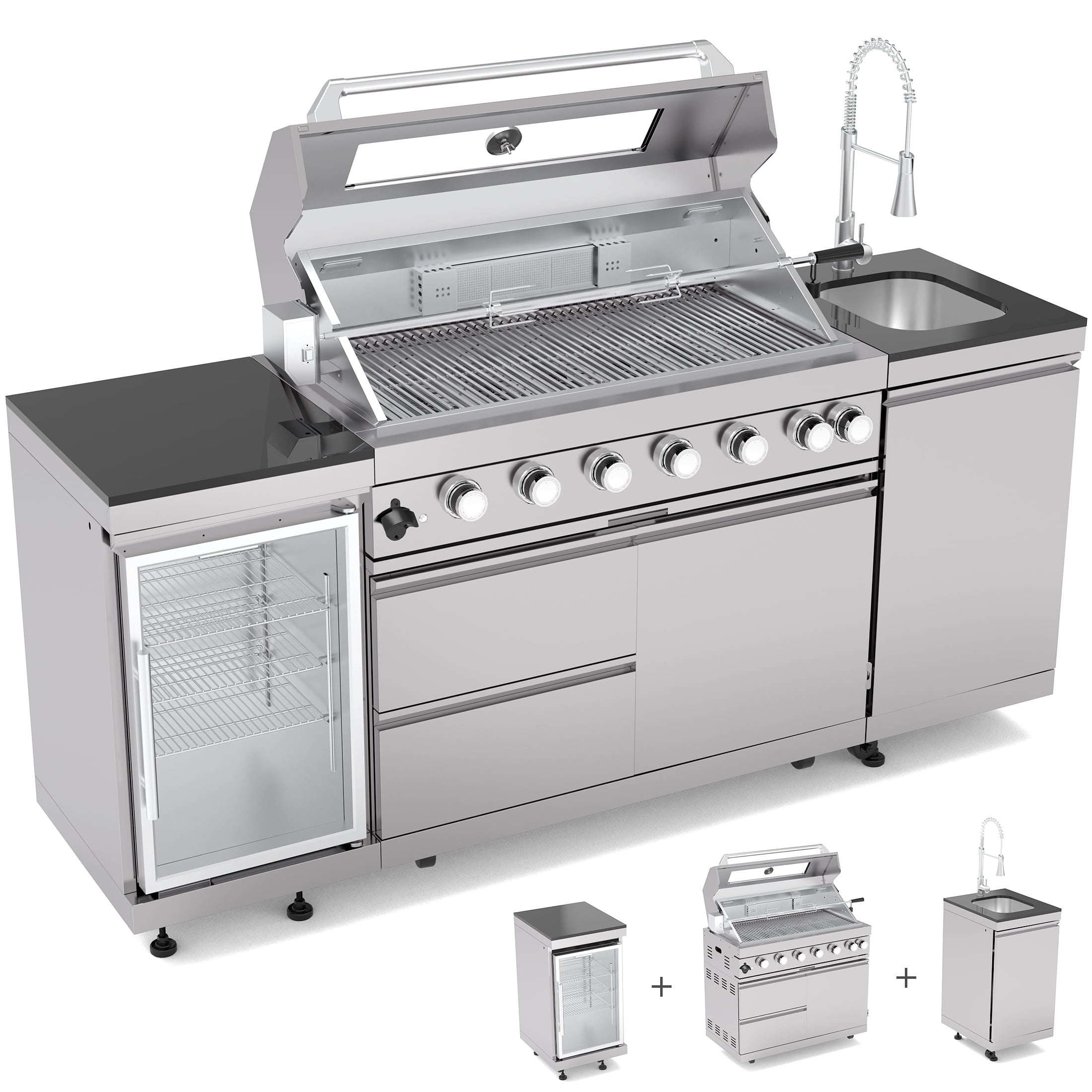 CTOSPOATO 43-Inch Deluxe 6-Burner Outdoor Kitchen Island,85,000 BTU ...