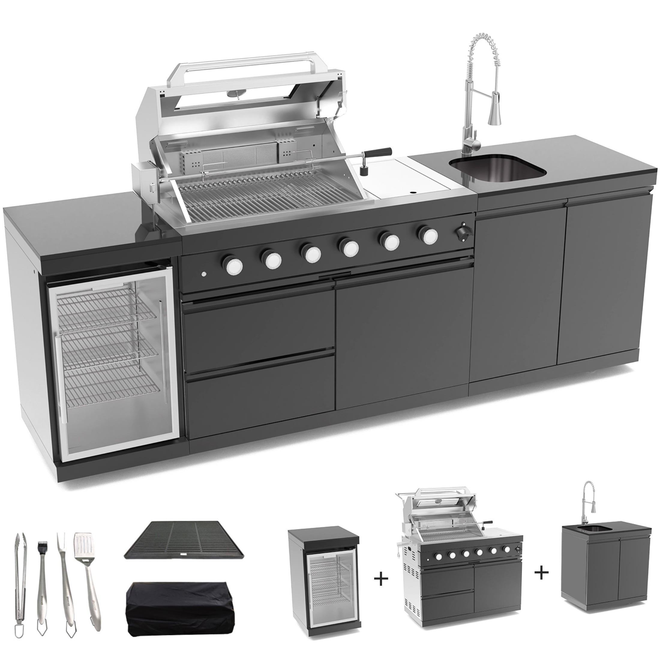 CTOSPOATO 46-Inch 4-Burner 72000 BTU Gas Grill Island - Outdoor Kitchen ...