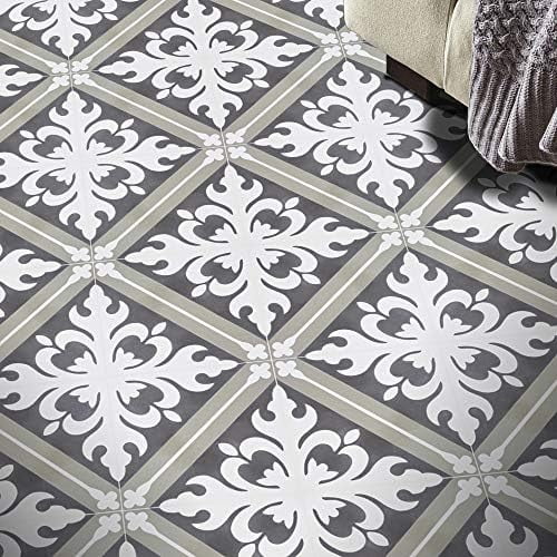 CTP56-01 Malta Handmade Cement Tiles, Pack of 12, Warm Grey, Dark Brown ...