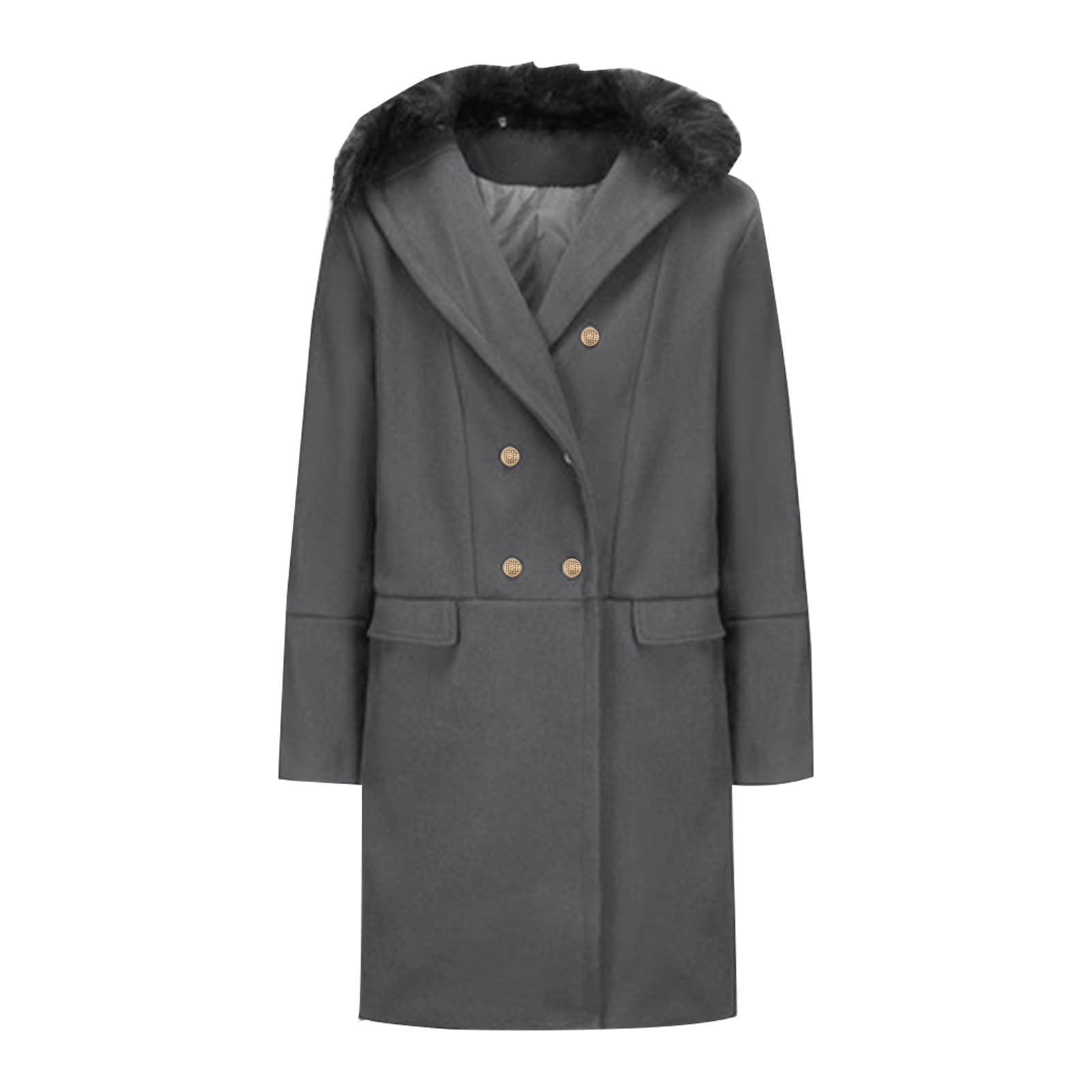 CTPDG Mens Full Length Trench Coat Fashion Wool Double Breasted Coat ...