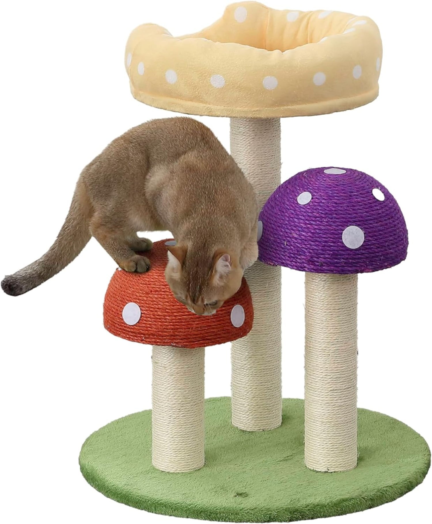 CTR1001A Pixie 22.5" 3-Tier Cottage Sisal Mushroom Cat Tree Multi ...