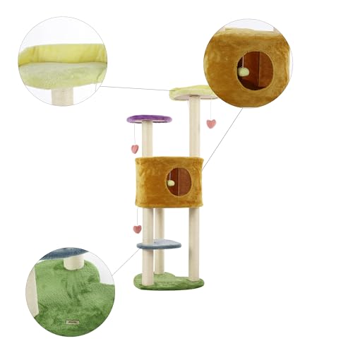 CTR1002A Aisling 51" 4-Tier Modern Sisal Heart Cat Tree with Scratching ...