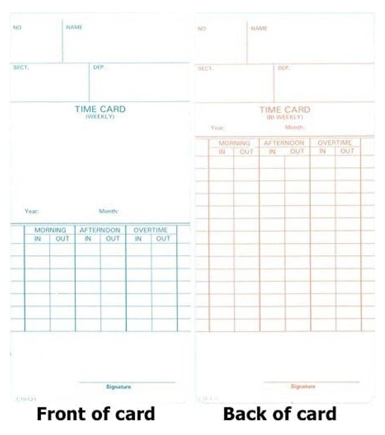 CTR121 Time Cards - 250 Pack - Weekly & Bi-Weekly Time Cards for Amano ...