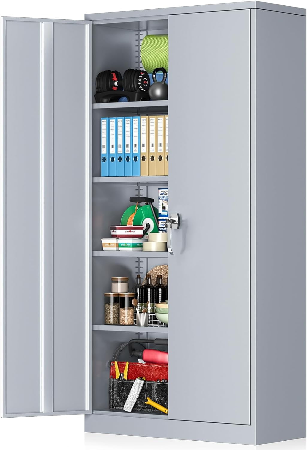 CTREGHY Storage Cabinet 72\u201D Steel Locking Closet with Doors and 4 ...