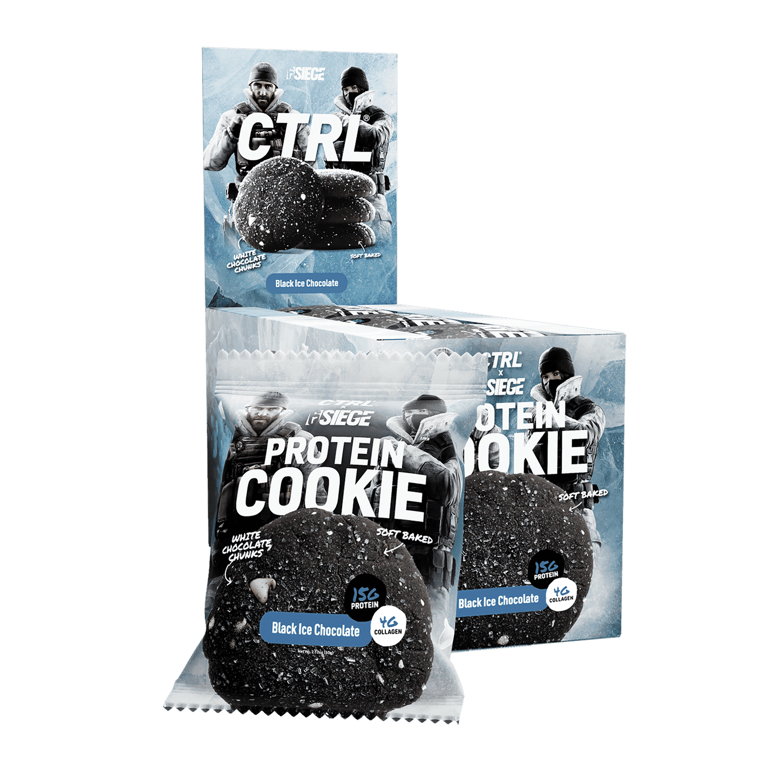 CTRL Black Ice Chocolate Protein Cookies, Soft Baked Cookies, 15g ...