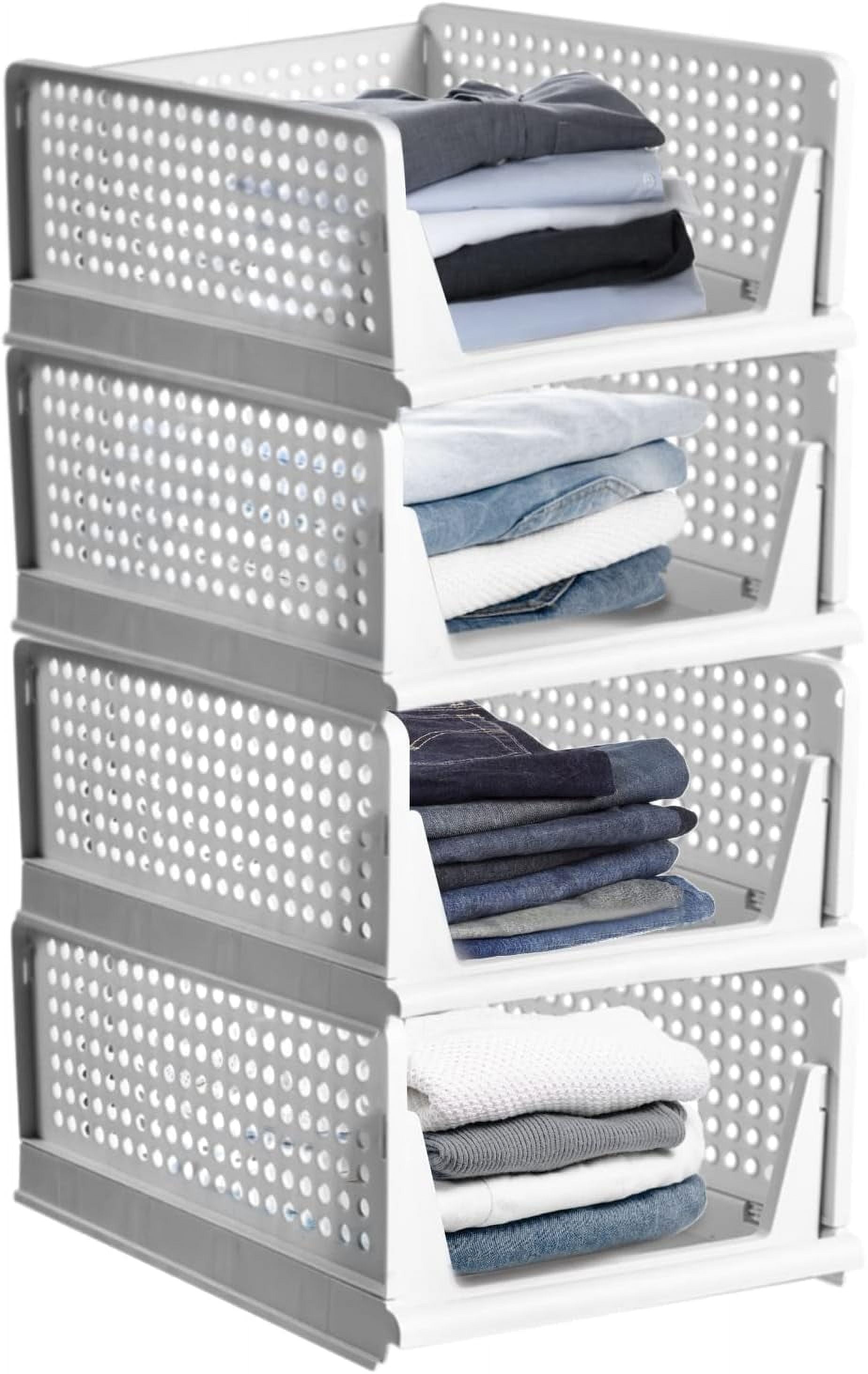 CTSNSLH 4 Pack Folding Closet Organizers Storage Box Plastic Closet ...