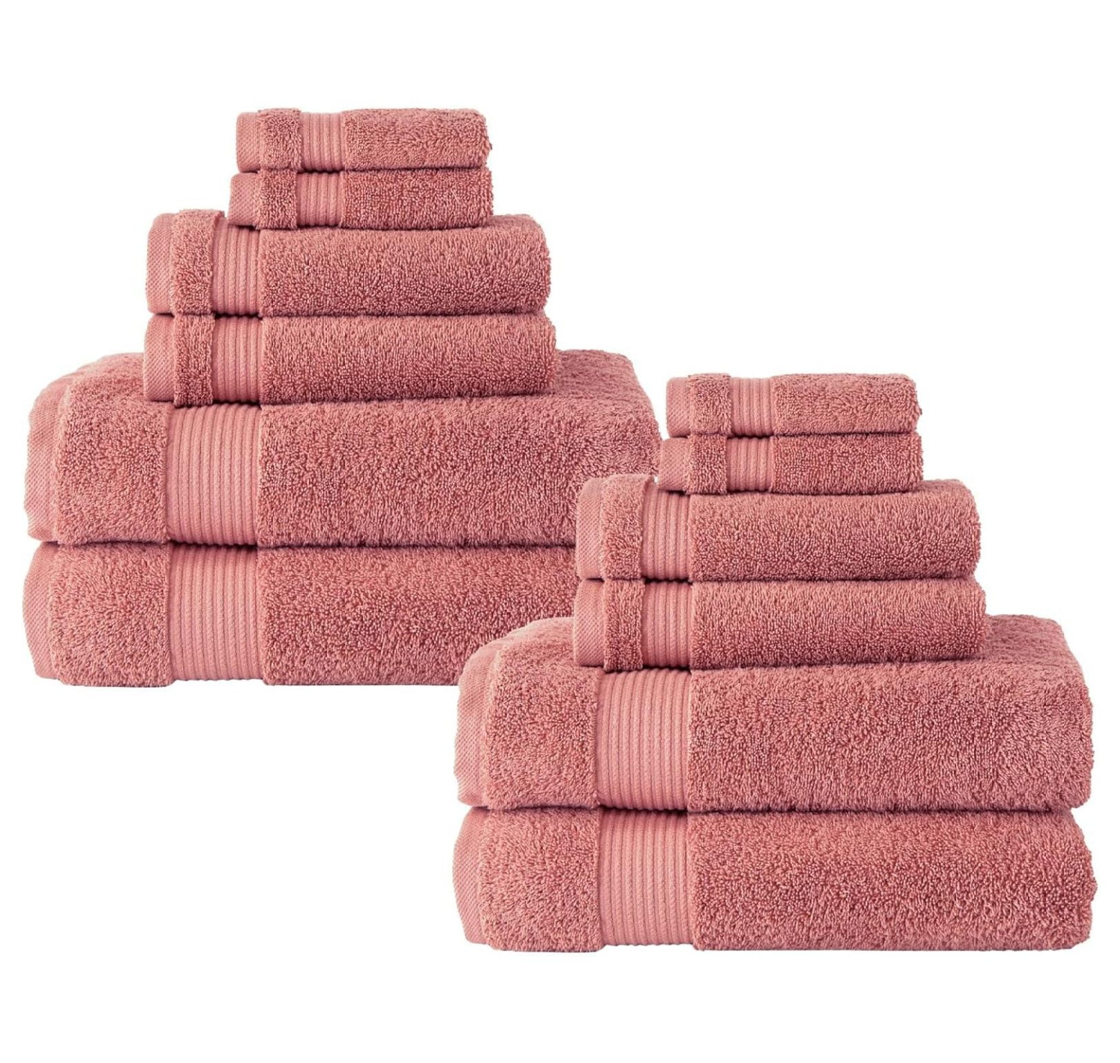 CTT - 12 Piece Family Towel Set for Bathroom, 100% Turkish Cotton ...