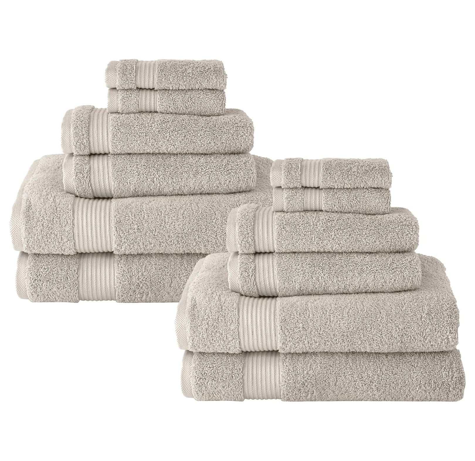 CTT - 12 Piece Family Towel Set for Bathroom, 100% Turkish Cotton ...