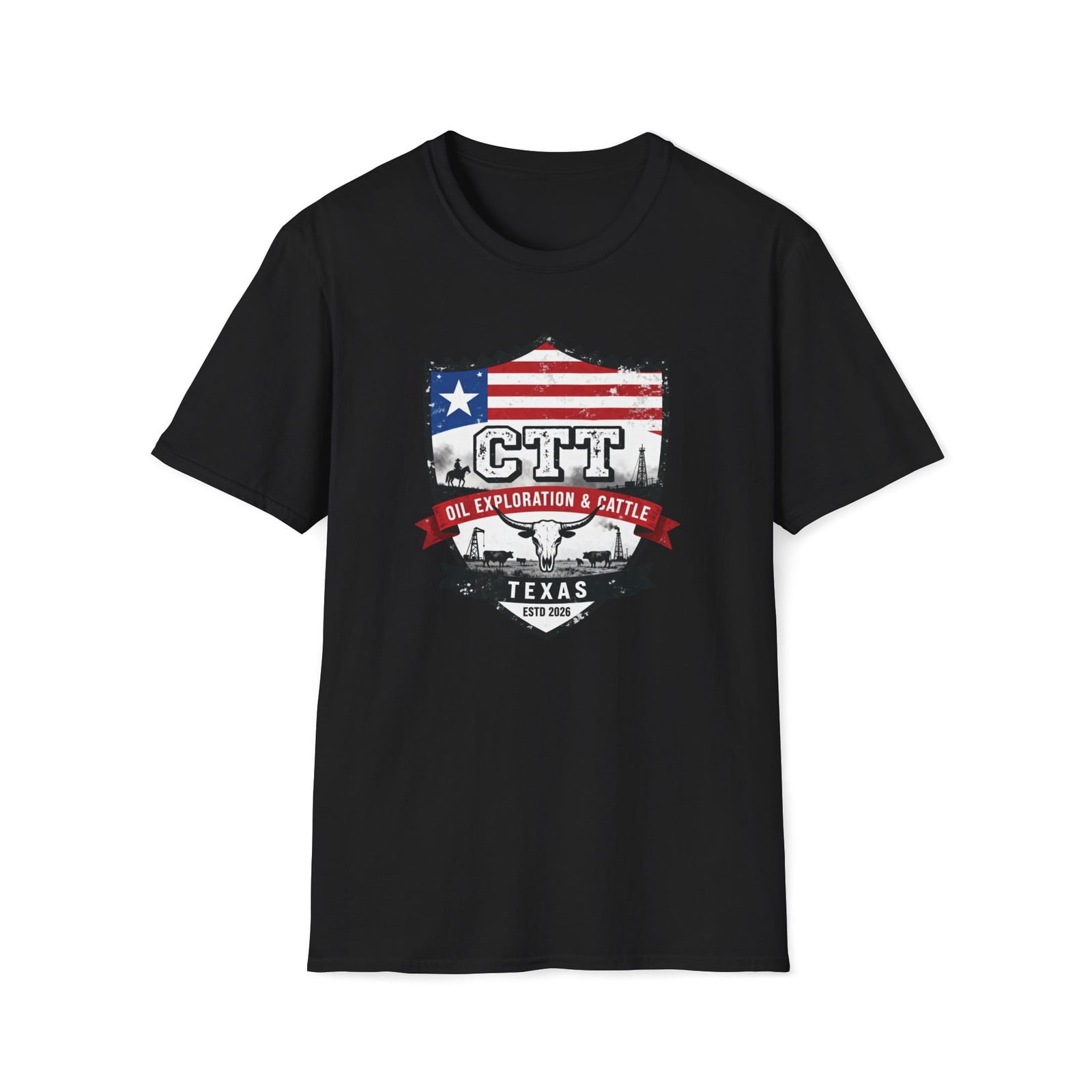 CTT Oil Exploration Cattle Company Texas Oilfield Landman Graphic T ...