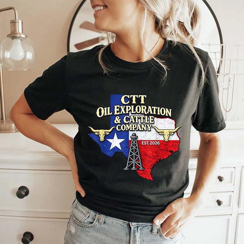 CTT Oil Exploration Cattle Company Texas State Graphic Shirt Western ...