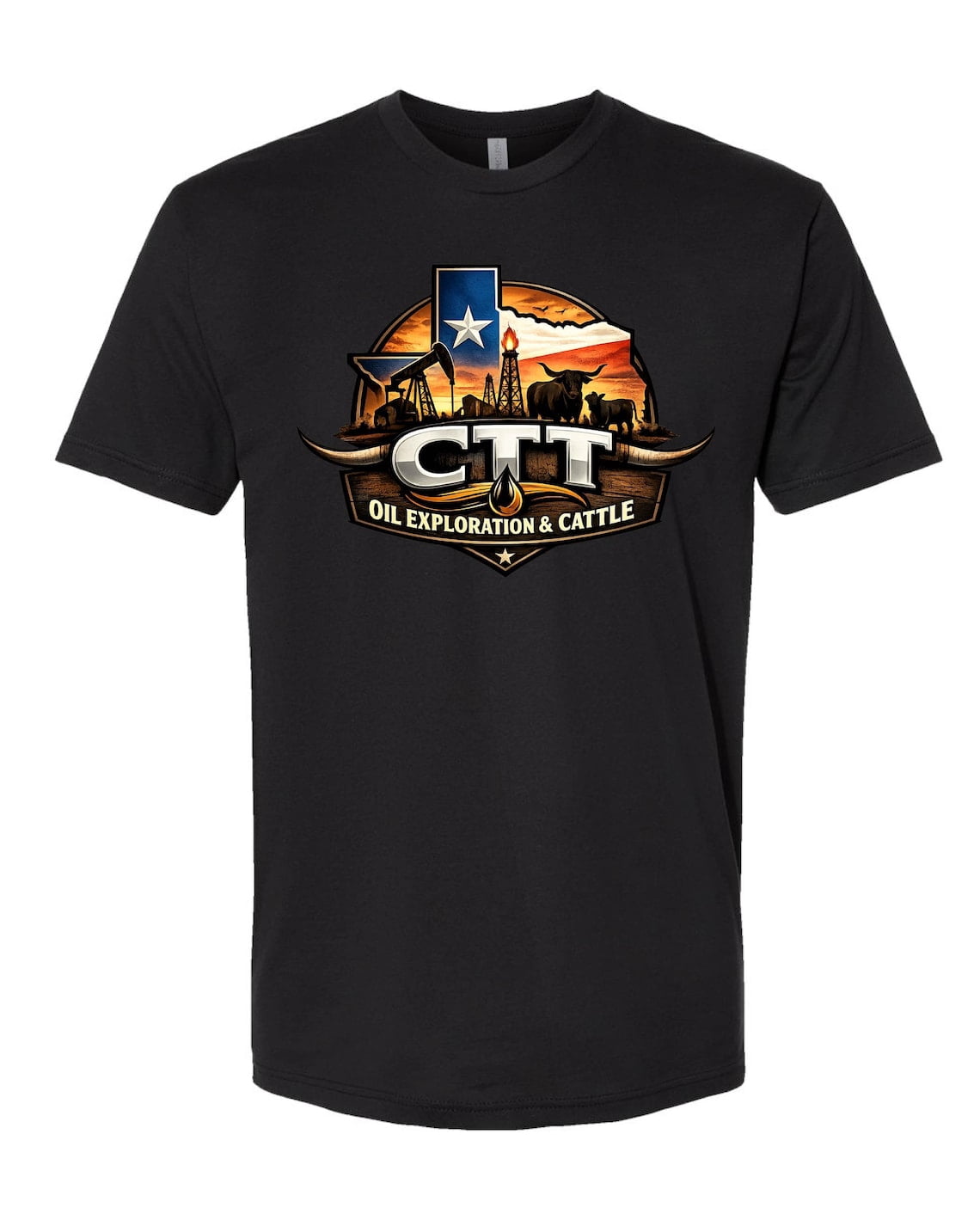 CTT Oil Exploration & Cattle Graphic T-Shirt Landman Tee - Walmart.com