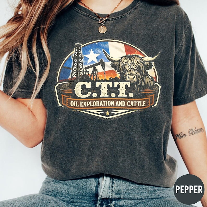 CTT Oil Exploration Cattle West Texas Graphic Shirt Vintage Energy ...