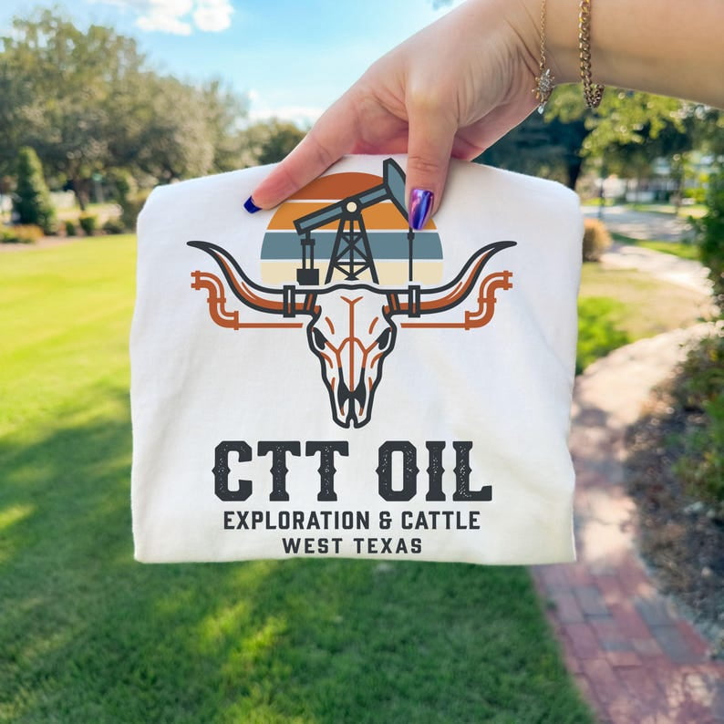 CTT Oil Exploration Shirt, West Texas Longhorn Skull Graphic Tee ...