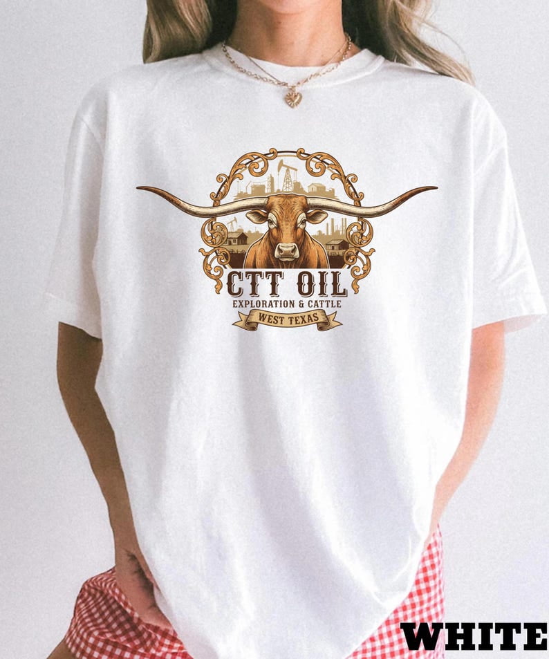 CTT Oil T-Shirt, Western Ornate Longhorn Exploration Graphic Design ...
