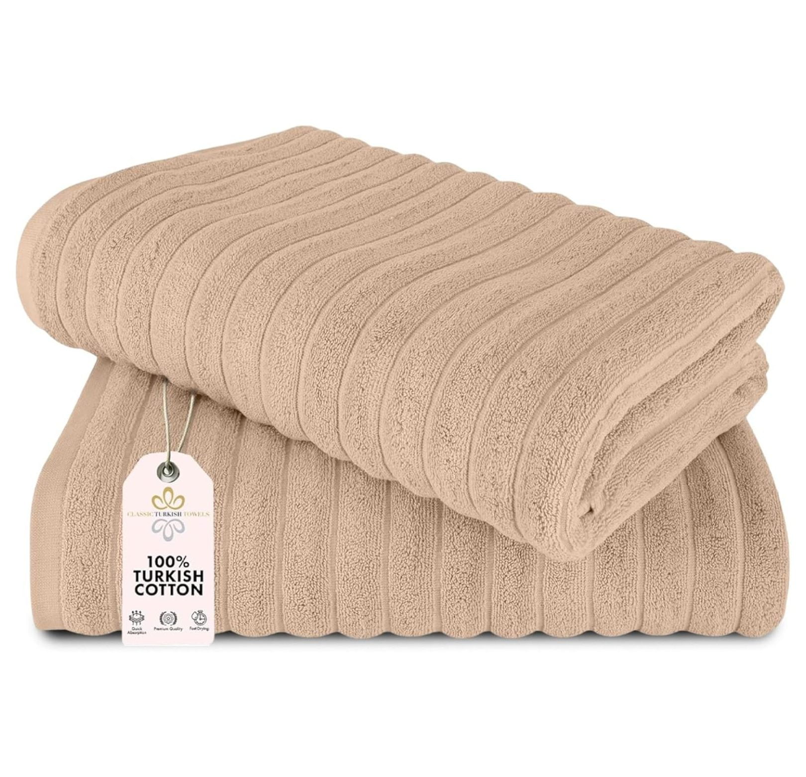 CTT - Premium 2 Piece Jumbo Bath Sheets, 100% Turkish Cotton, Absorbent ...