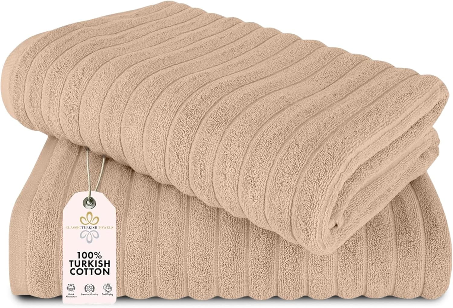 CTT - Premium 2 Piece Jumbo Bath Sheets, 100% Turkish Cotton, Absorbent ...