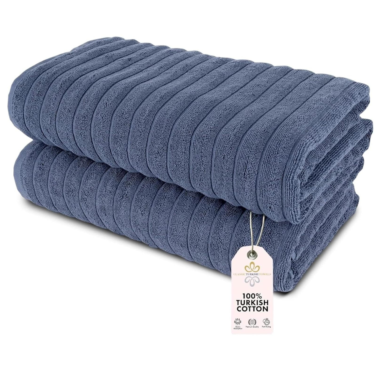 CTT - Premium 2 Piece Jumbo Bath Sheets, 100% Turkish Cotton, Absorbent ...