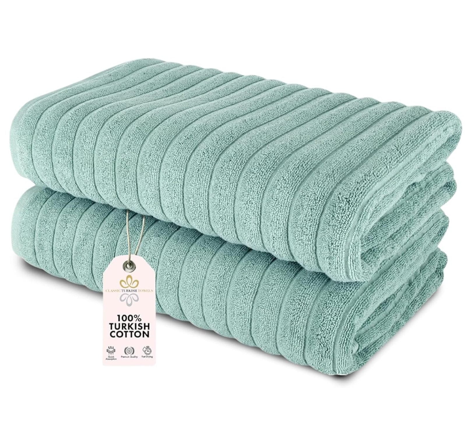 CTT - Premium 2 Piece Jumbo Bath Sheets, 100% Turkish Cotton, Absorbent ...
