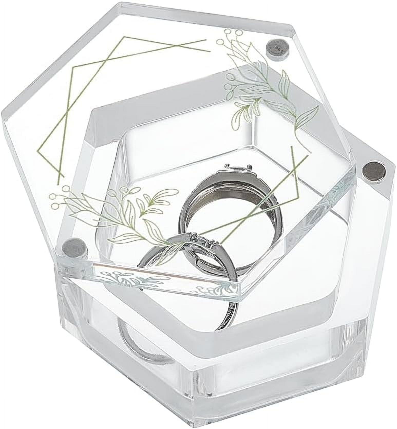 CTUER Clear Crystal Ring Box Hexagon Ring Box Wedding Ring Holder Ring ...