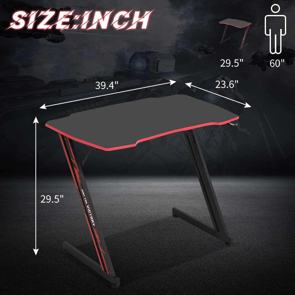 CTUVBIN 39" Gaming Table Z Shaped Large Home Office Desks Computer ...