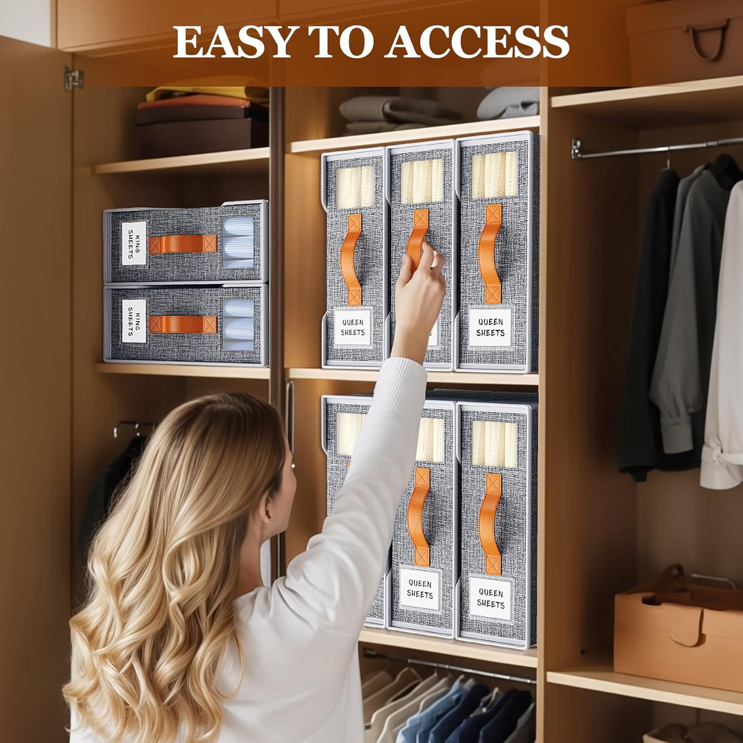 CTUVBIN 6 Pack Bed Sheet Organizers and Storage foldable bed sheets ...