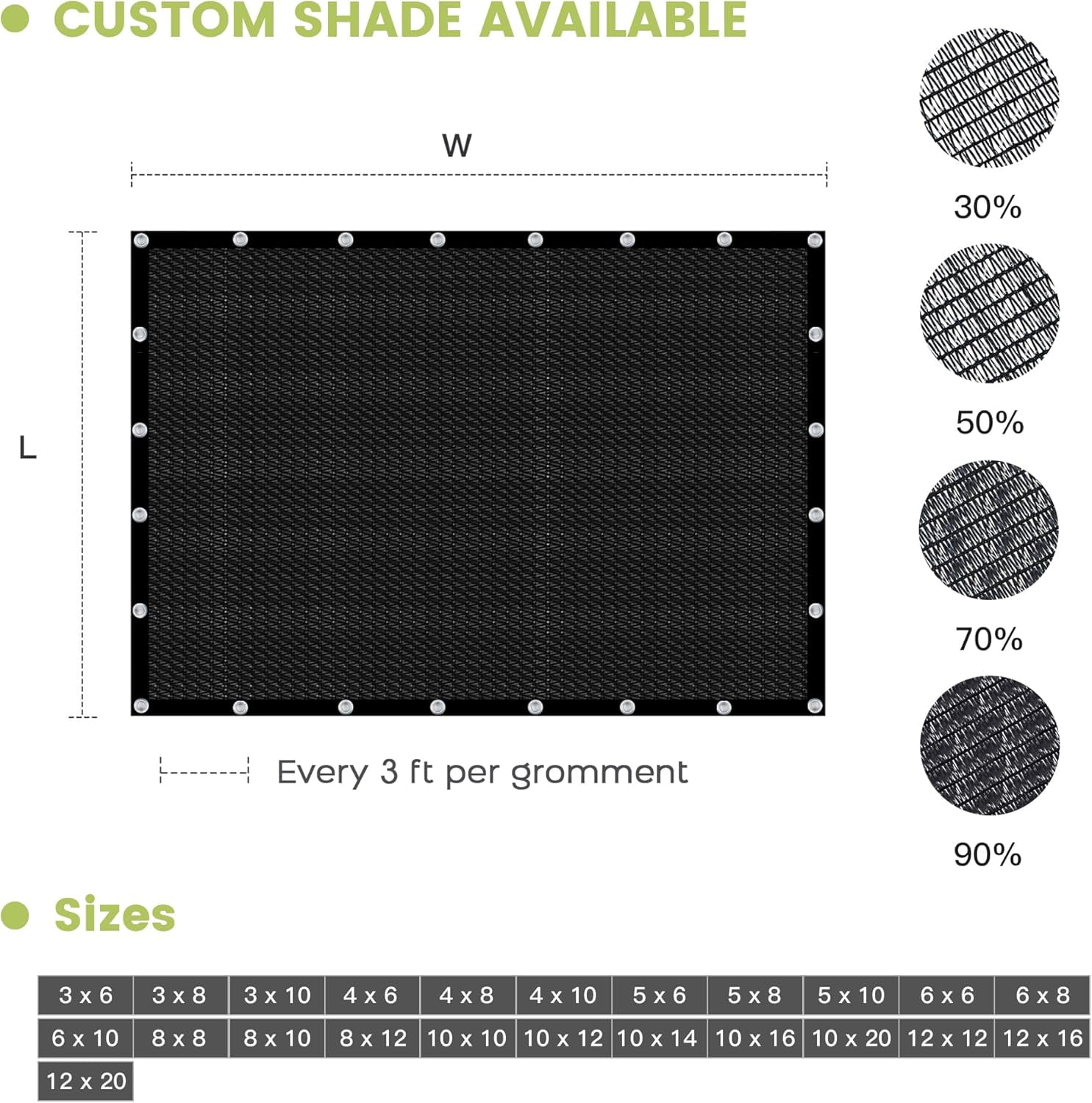 CTUVBIN 90% Shade Cloth Sun Shade Fabric with Grommets UV for Backyards ...