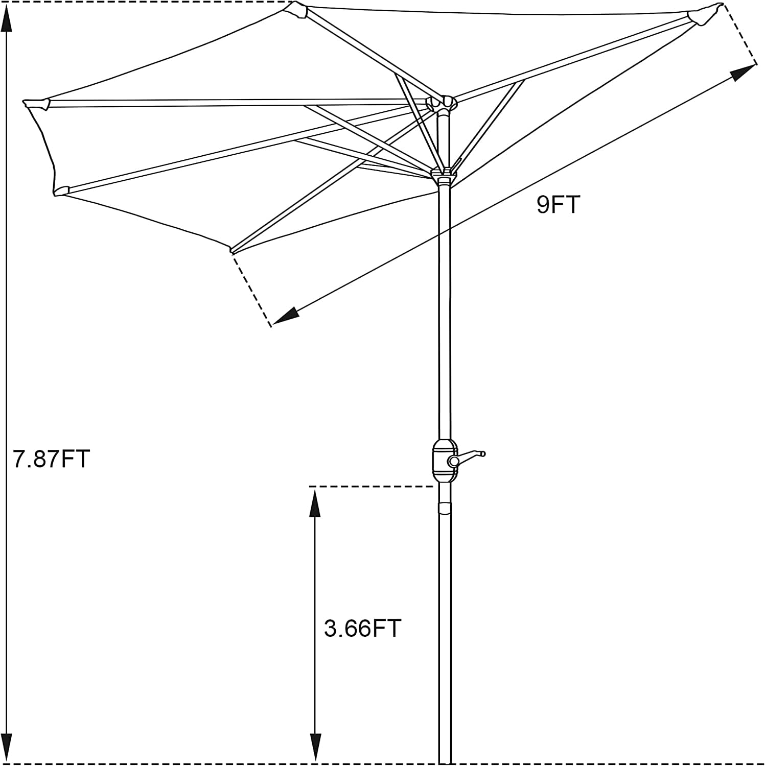 Hltsed - 9FT Half Canopy with Easy Hand Crank - Condo Townhouse or ...