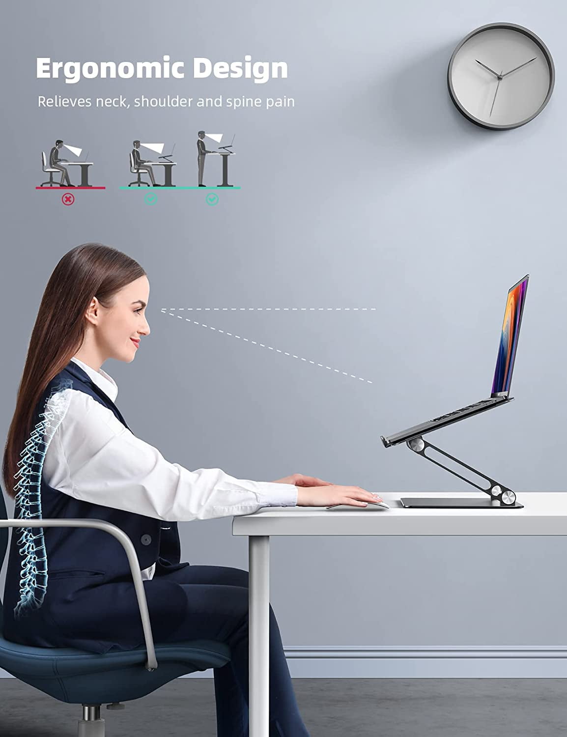 CTUVBIN Adjustable Laptop Stand Portable Laptop Riser Aluminum Laptop ...