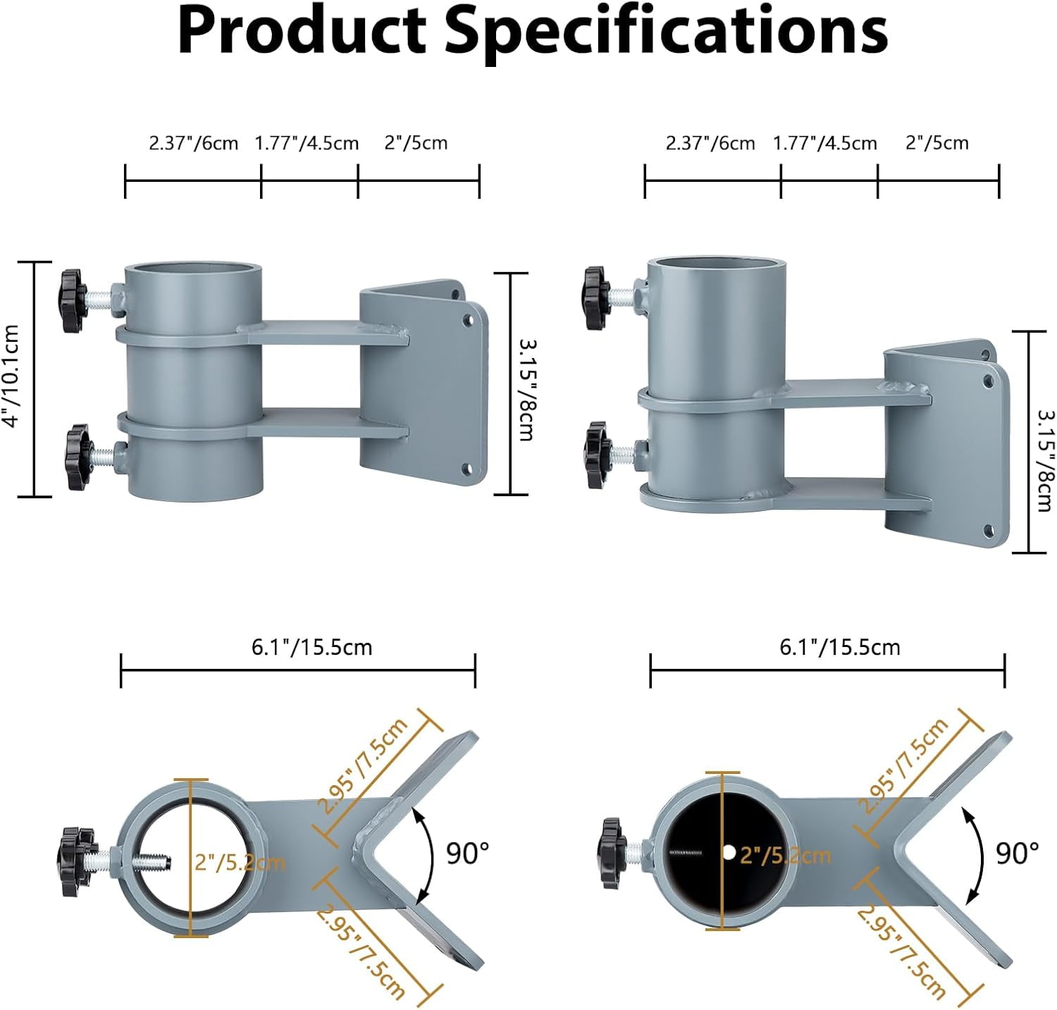 CTUVBIN BRILLIHOOD Pair of Side Holder Stainless Steel Parasol Holder ...