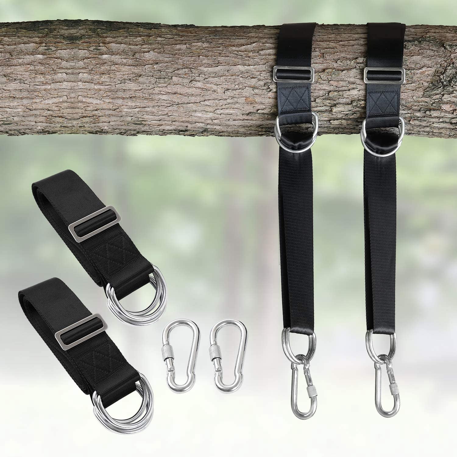 CTUVBIN Camping Hammock (10FT) x 2 Tree Swing Straps Hanging kit 4 D ...