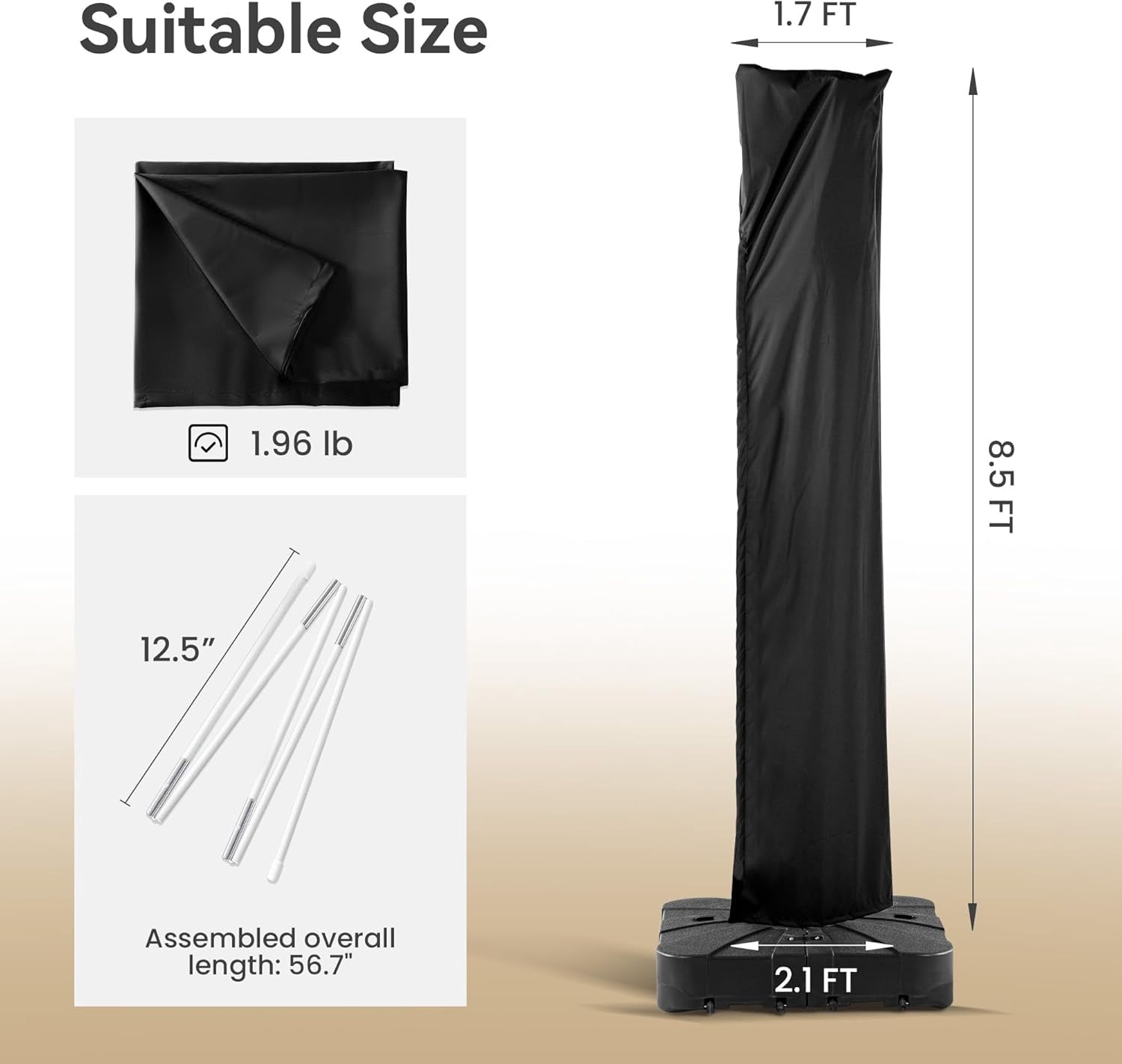 CTUVBIN Cover UV Resistant Offset Cantilever Covers with Zipper and Rod ...