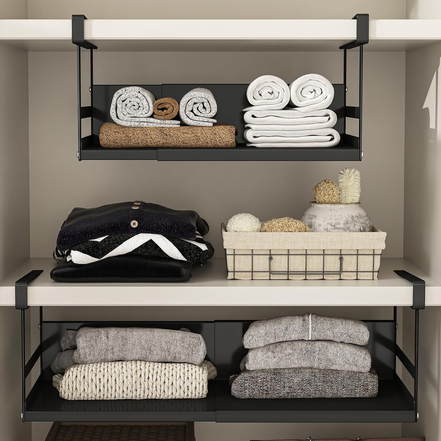 CTUVBIN Expandable Under Cabinet Shelf Organizer with 0.94-Inch Thick ...