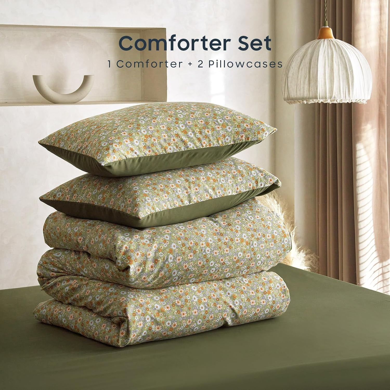 CTUVBIN - Floral Comforter Set Cute Vintage Flower Cottagecore ...