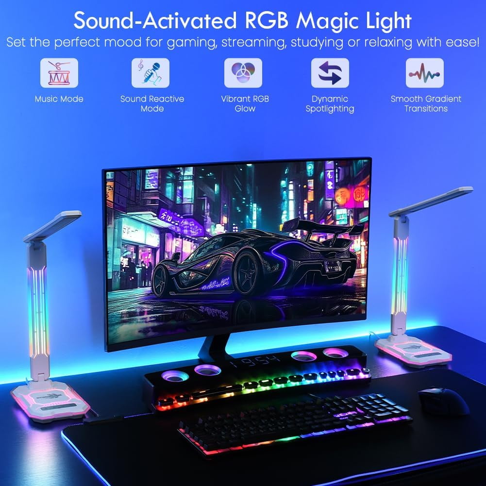 CTUVBIN Gaming Desk Lamp Voice Activated Color Changing Rhythm Light ...