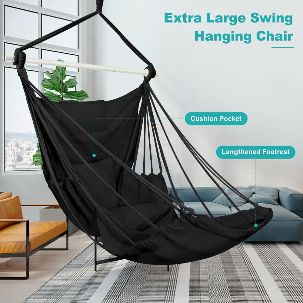 CTUVBIN Hammock Chair Hanging Chair with 3 and Foot Support Sturdy ...