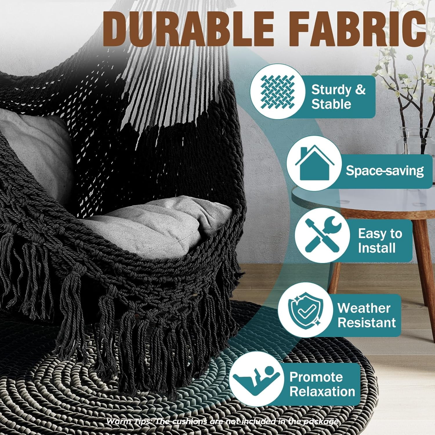 CTUVBIN Hammock Chair Super Large Soft-Spun Rope Weaving Hanging Chair ...