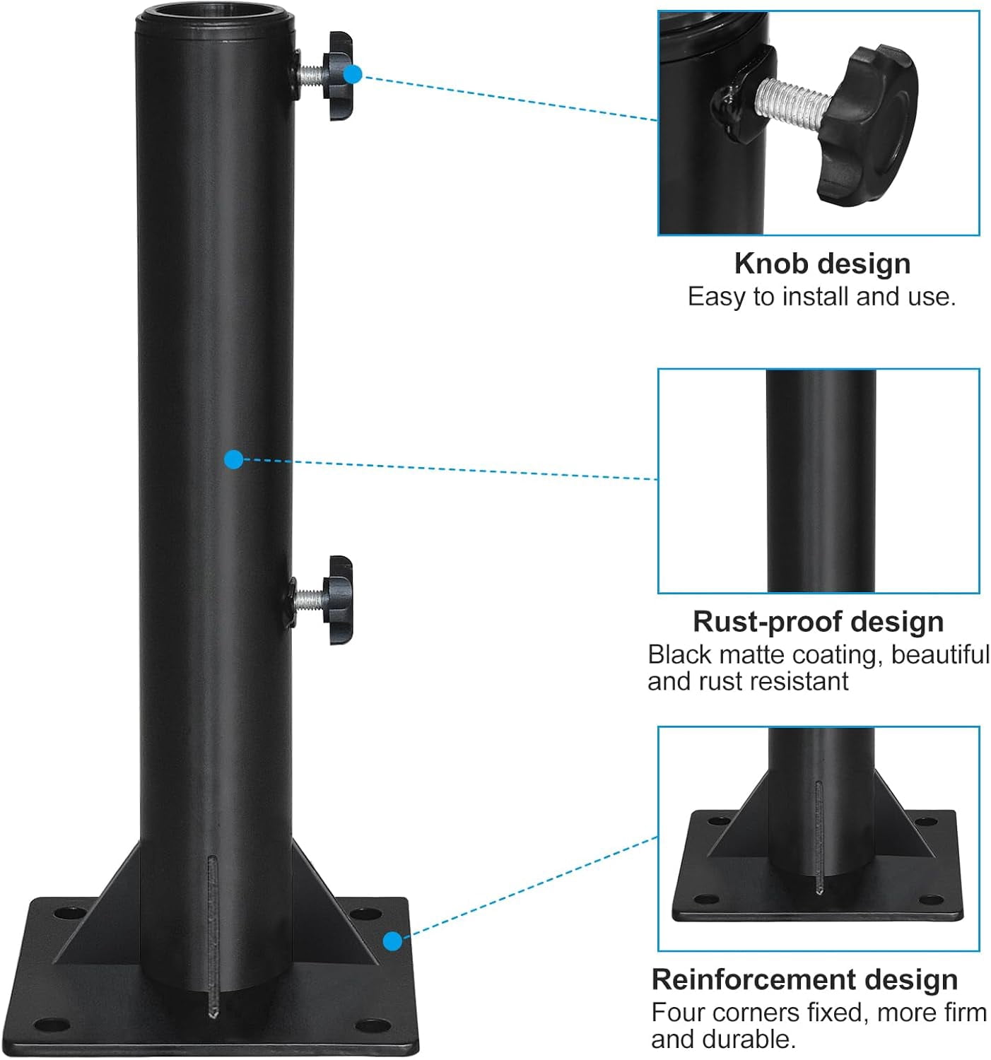 CTUVBIN Stand for Φ1.5''-Φ1.9'' Pole Heavy Duty Base Stand Deck Mount ...