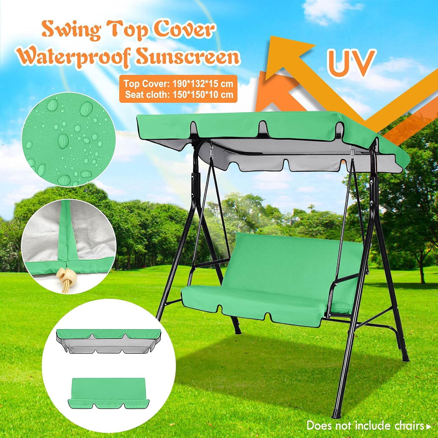 CTUVBIN Swing Canopy Top Cover Waterproof Universal for Garden Swing ...