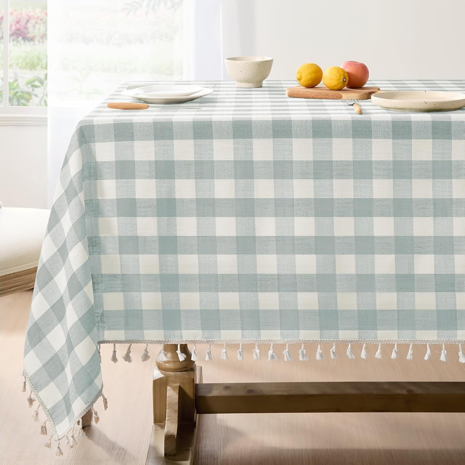 CTUVIBEPOY Checkered Tablecloth Rectangle Heavy Weight Linen Cotton ...