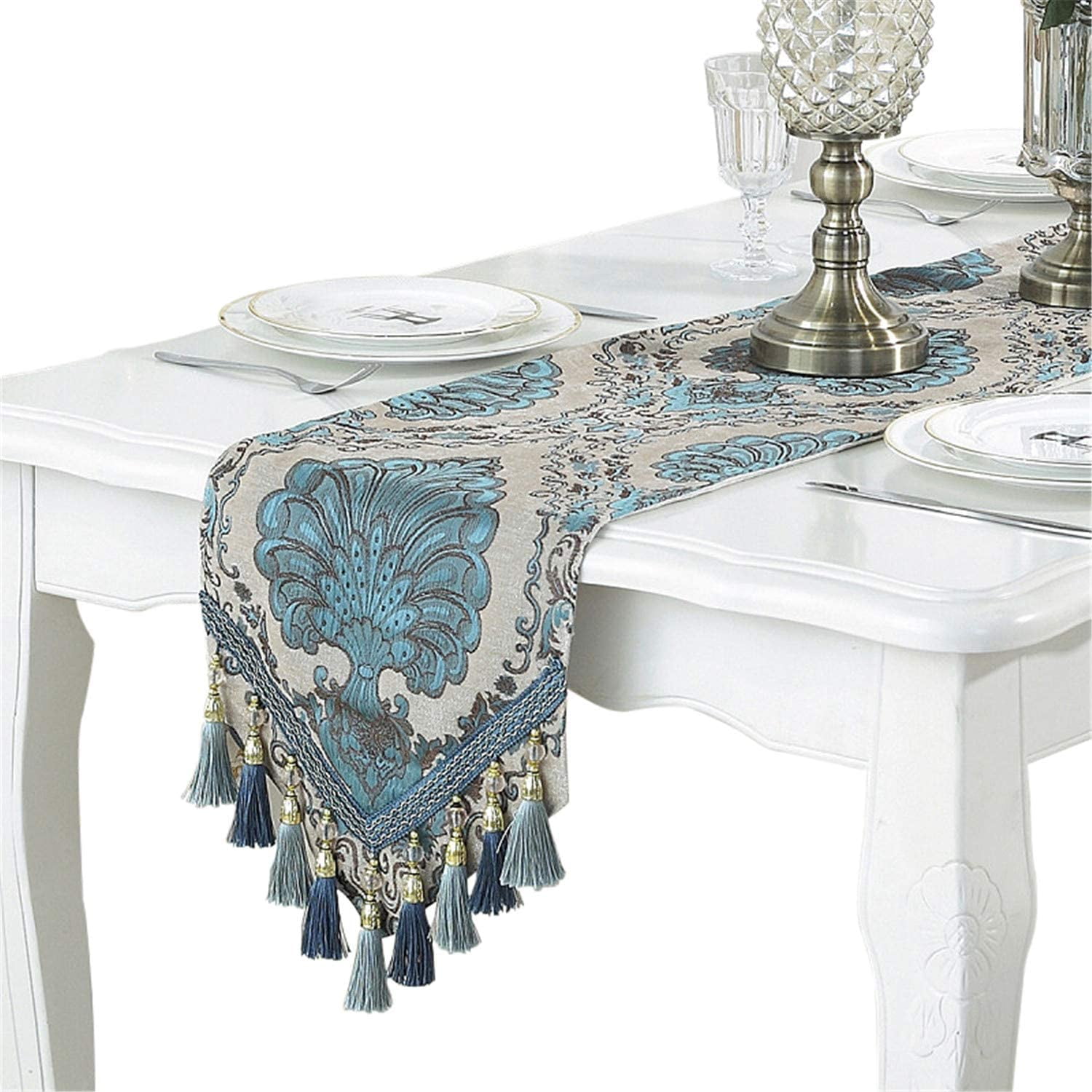 CTUVIBEPOY Embroidery Luxury Table Runner Jacquard Fabric Table Runner ...