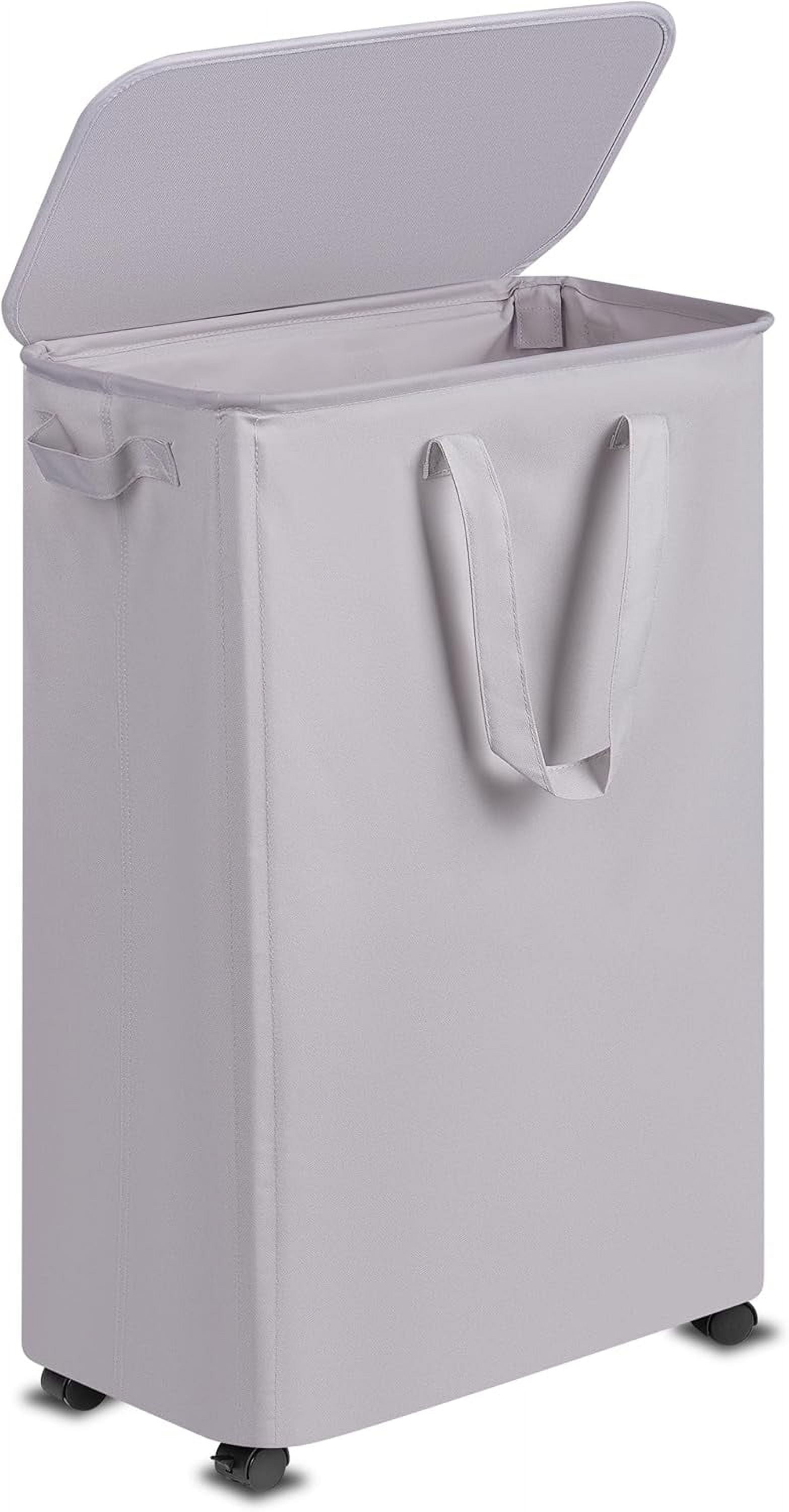 CTVYIBUI Slim Laundry Hamper with Lid and Wheels Small Rolling Laundry ...