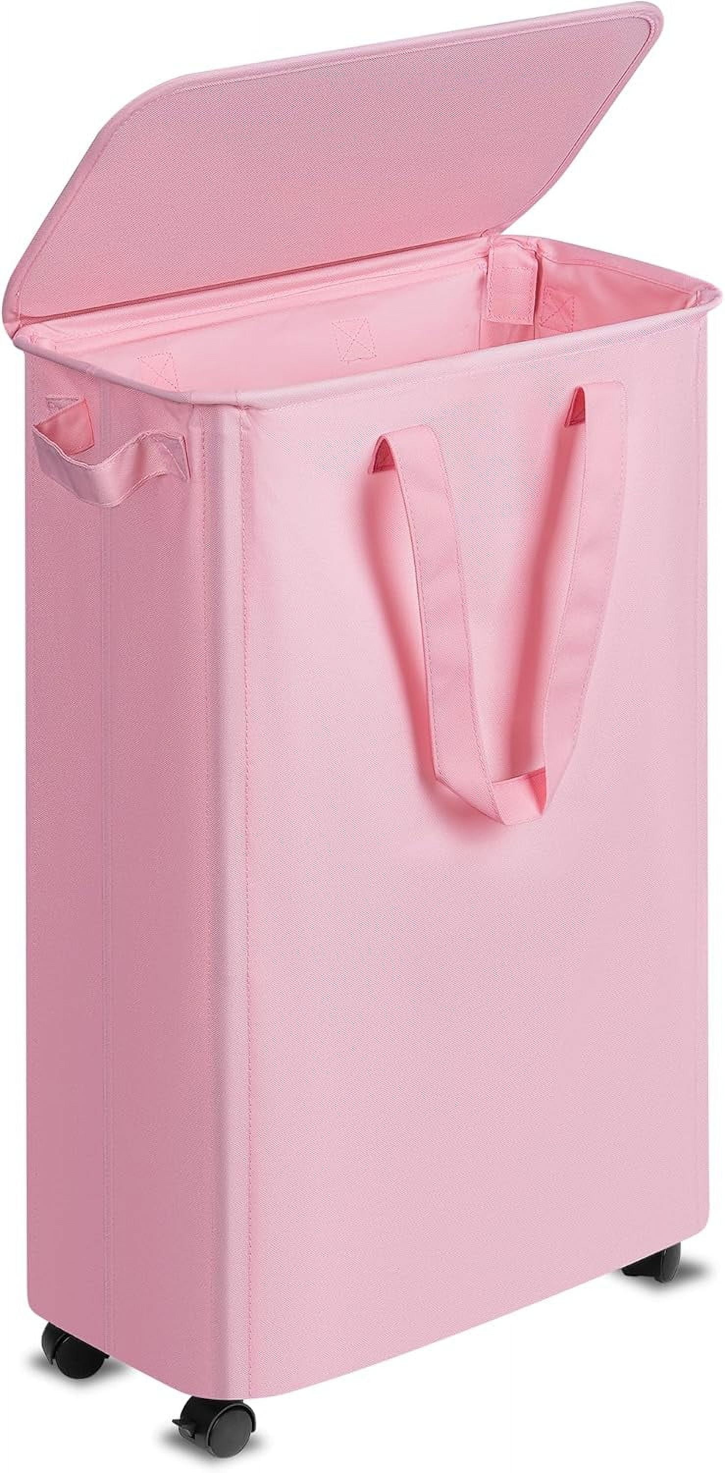 CTVYIBUI Slim Laundry Hamper with Lid and Wheels Small Rolling Laundry ...