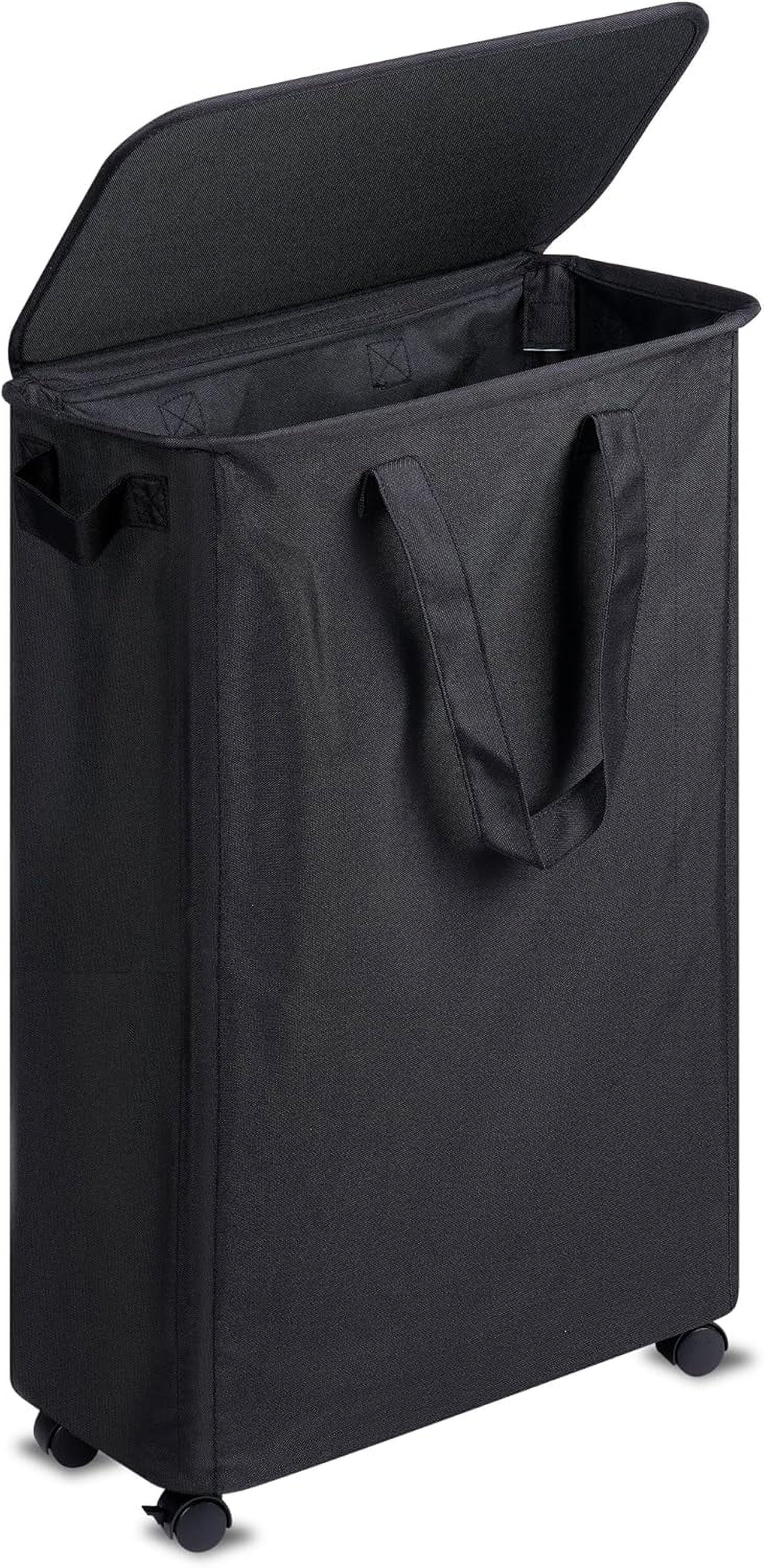 jhgdfybl Slim Laundry Hamper with Lid and Wheels Small Rolling Laundry ...