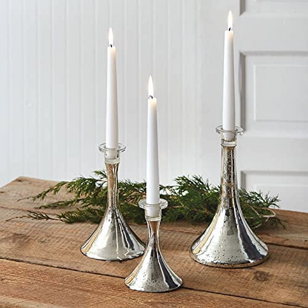 CTW Collection 370569 Set of Three Silver Mercury Glass Taper Candle ...