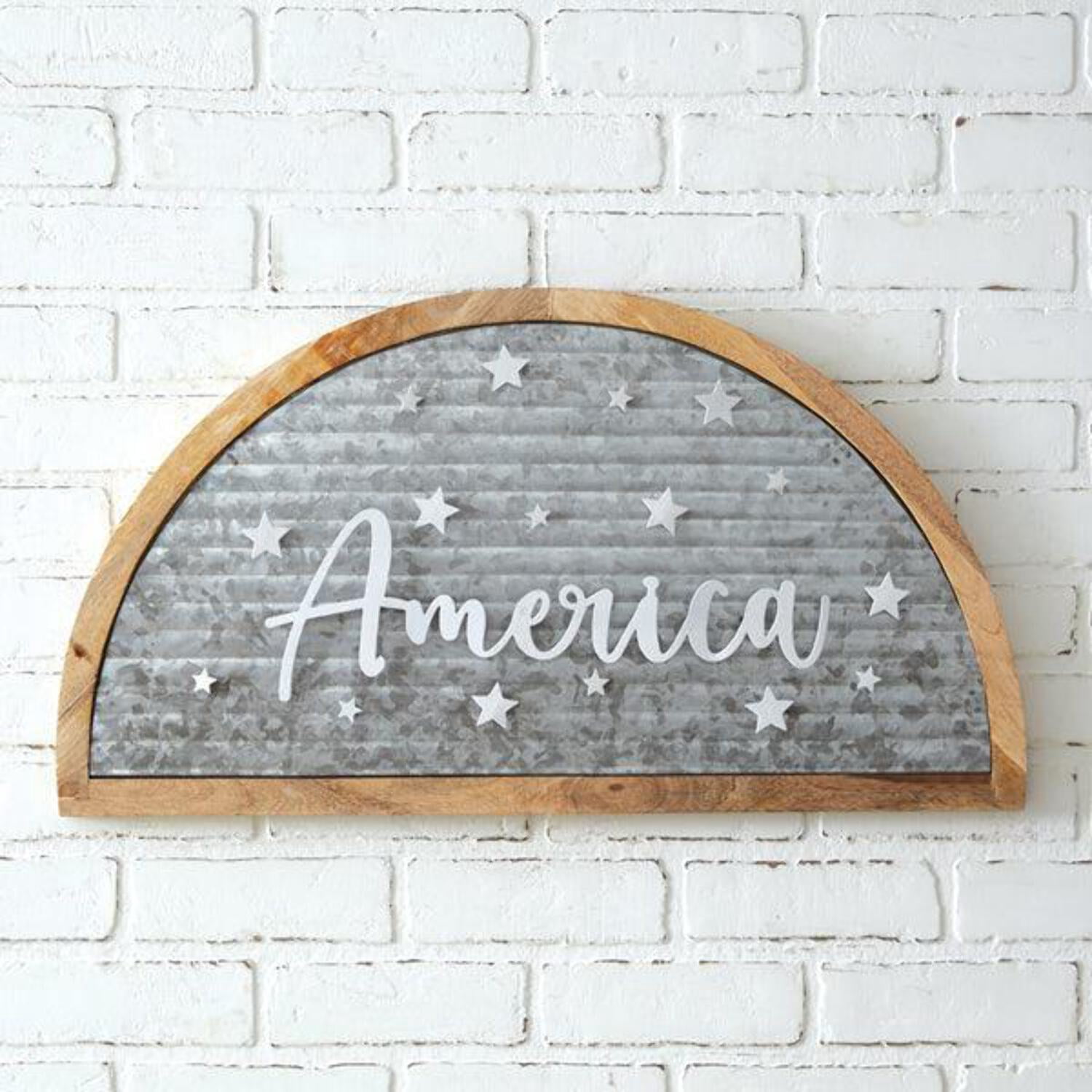 CTW Home 370719 Galvanized America Arched Wall Sign - Walmart.com